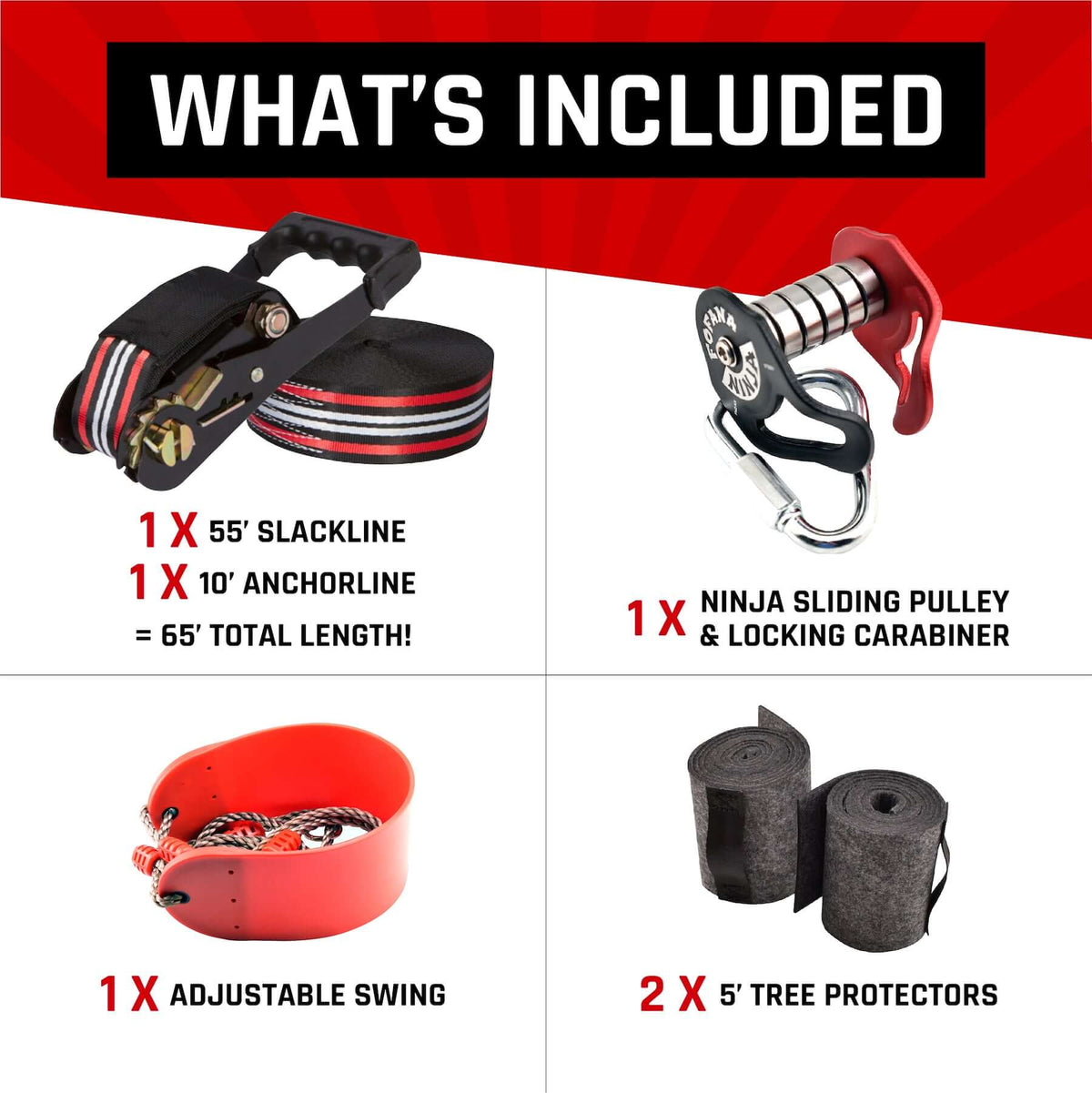 FOFANA Ninja Slackline Obstacle Course Kit 65 Feet | Buy Now | Fofana